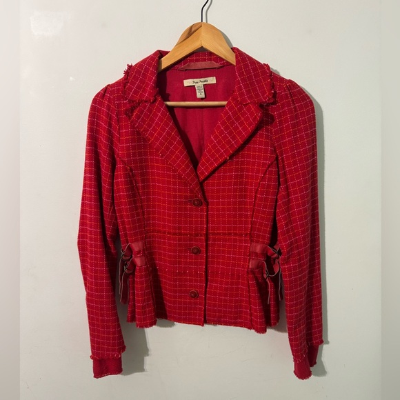 Free People | Jackets & Coats | Free People Red Plaid Blazer Suit ...